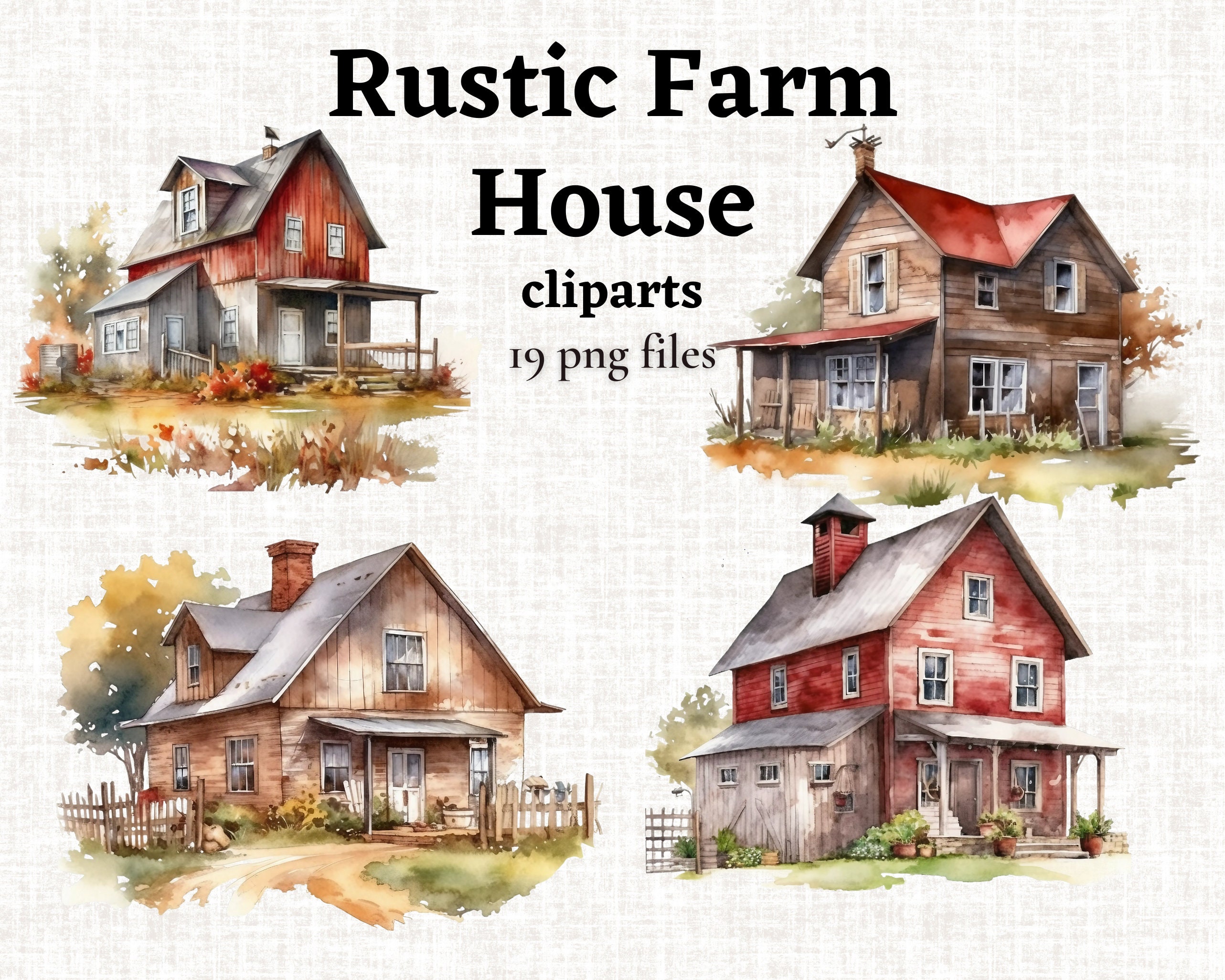 Rustic Farm House Clipart Watercolor Farmhouse PNG Farm Barn - Etsy