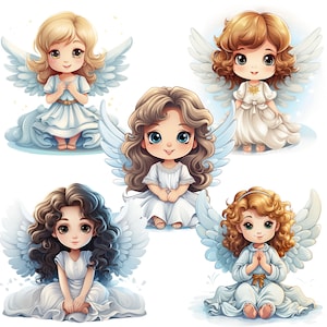 Cute Angel Clipart, Christmas Angel Clipart, Angel PNG Bundle, Cute ...