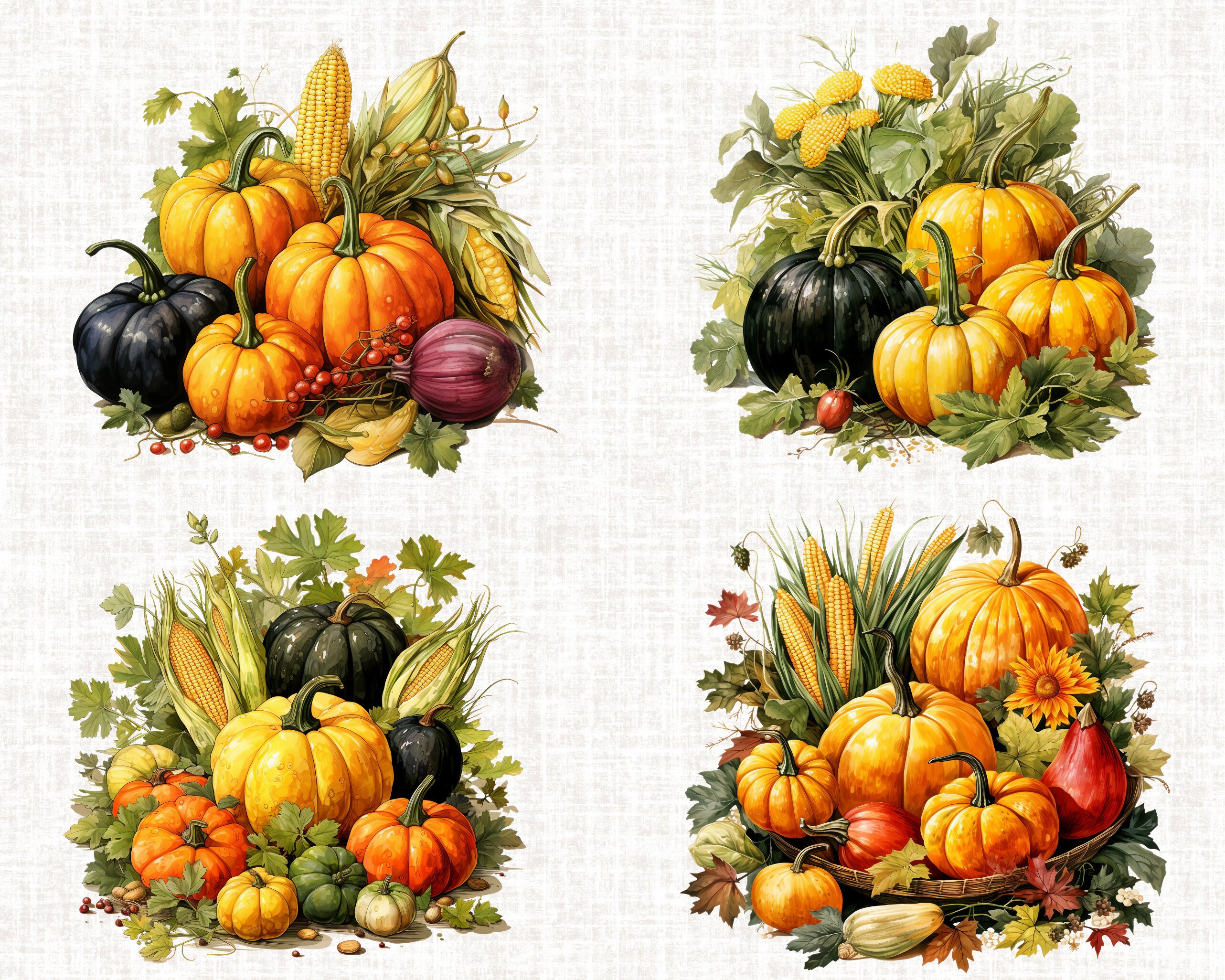 Autumn Harvest Clipart Fall Vegetables Clipart Autumn - Etsy