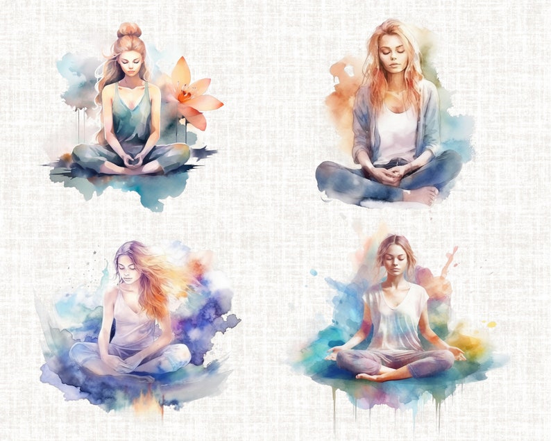 Meditation Clipart Bundle Deep Meditation Graphics - Etsy