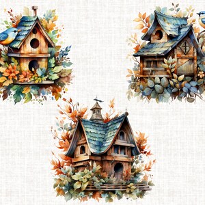 Birdhouse Clipart Bundle, Watercolor Bird Houses PNG, Digital Download ...