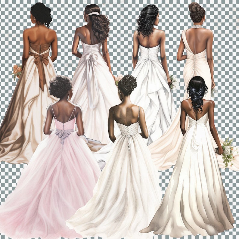 Black Bride Clipart, African American Bride, Wedding Clipart, Wedding ...