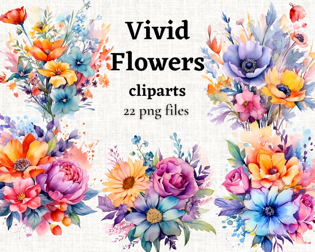 Watercolor Bright Flowers Clipart Spring Flowers PNG Summer Floral ...