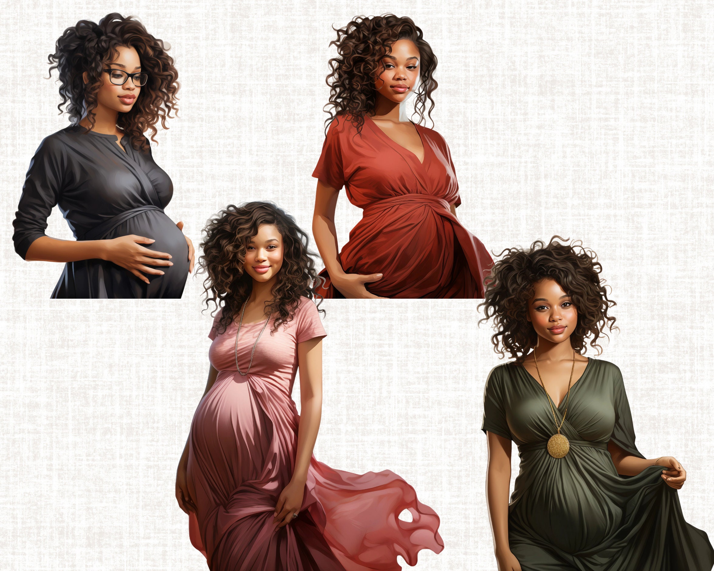 Pregnant Woman Clipart Baby Shower Clipart Bundle Maternity - Etsy