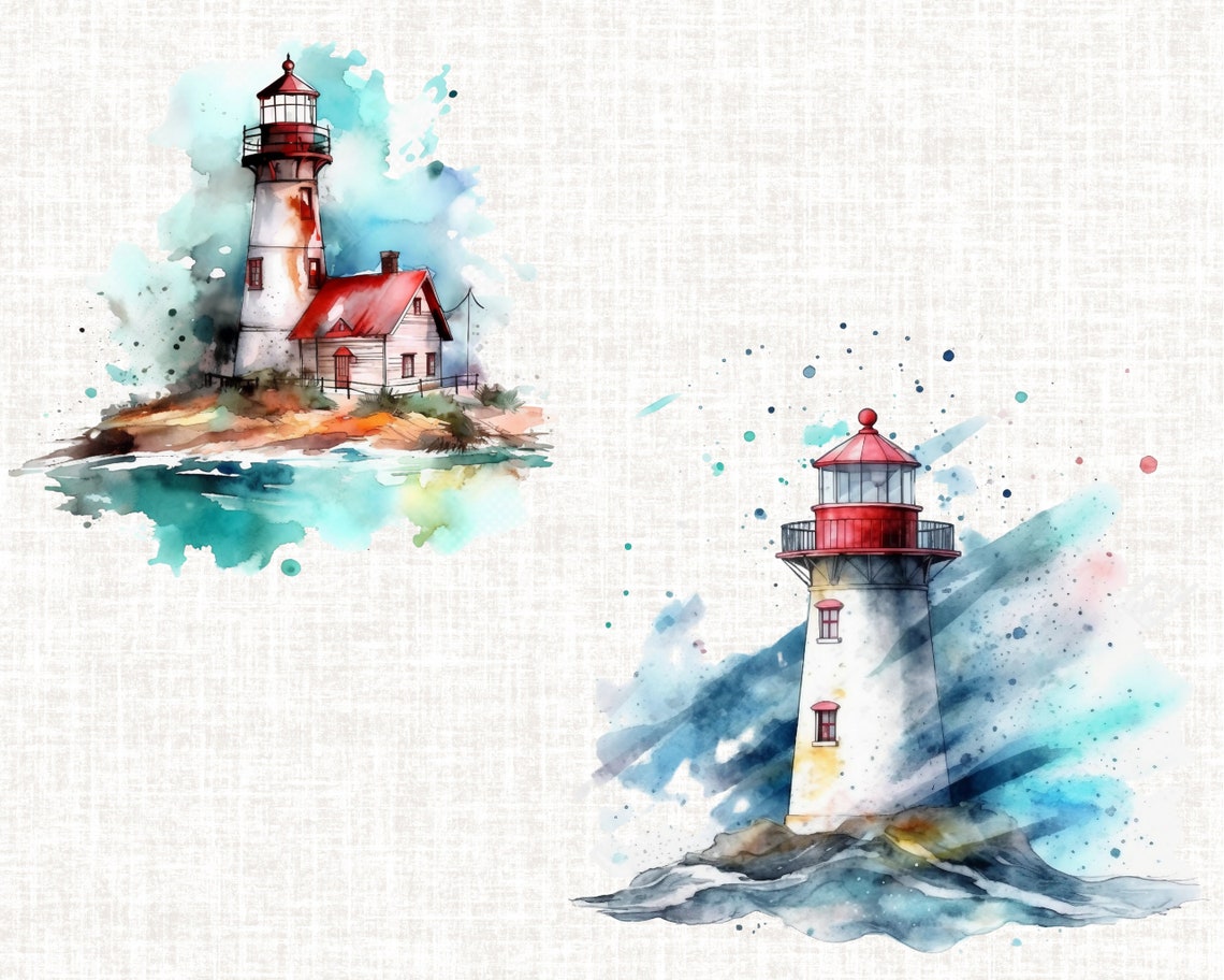 Lighthouse Clipart Watercolor Lighthouse PNG Maritime - Etsy