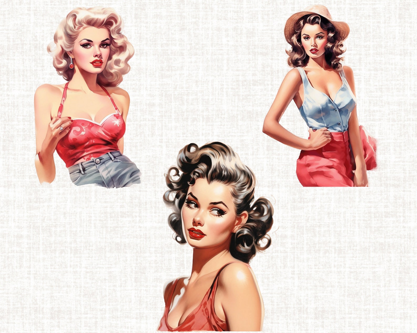 Pin Up Girls Clipart Retro Pin Up Girl Png Retro Clipart Etsy