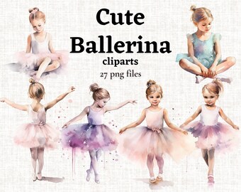 Ballerina Watercolor Clipart, Pink Ballet Graphics, Tutu Girls Clip Art ...