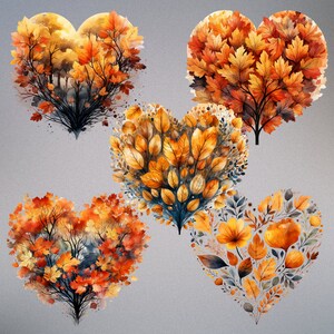 Autumn Heart Clipart Bundle, Fall Season Clipart, Autumn Decorations ...