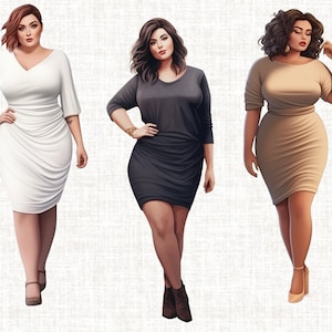 Curvy Girl Clipart, Fashion Girl PNG, Plus Size Girl Image, Plus Size ...