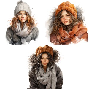 Winter Girl Clipart Bundle, Cozy Winter Clipart, Watercolor Winter Time ...