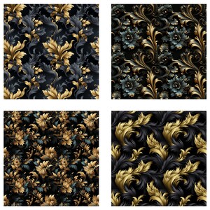 Black Gold Digital Paper, Luxurious Dark Background for Digital and ...