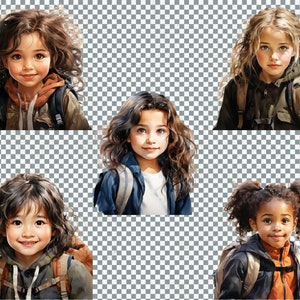 School Girl Clipart, Back to School Clipart Bundle, Cute Girl With ...