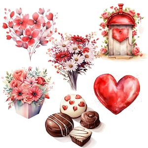 Watercolor Valentines Day Clipart Bundle, Valentine Clipart, Valentine ...