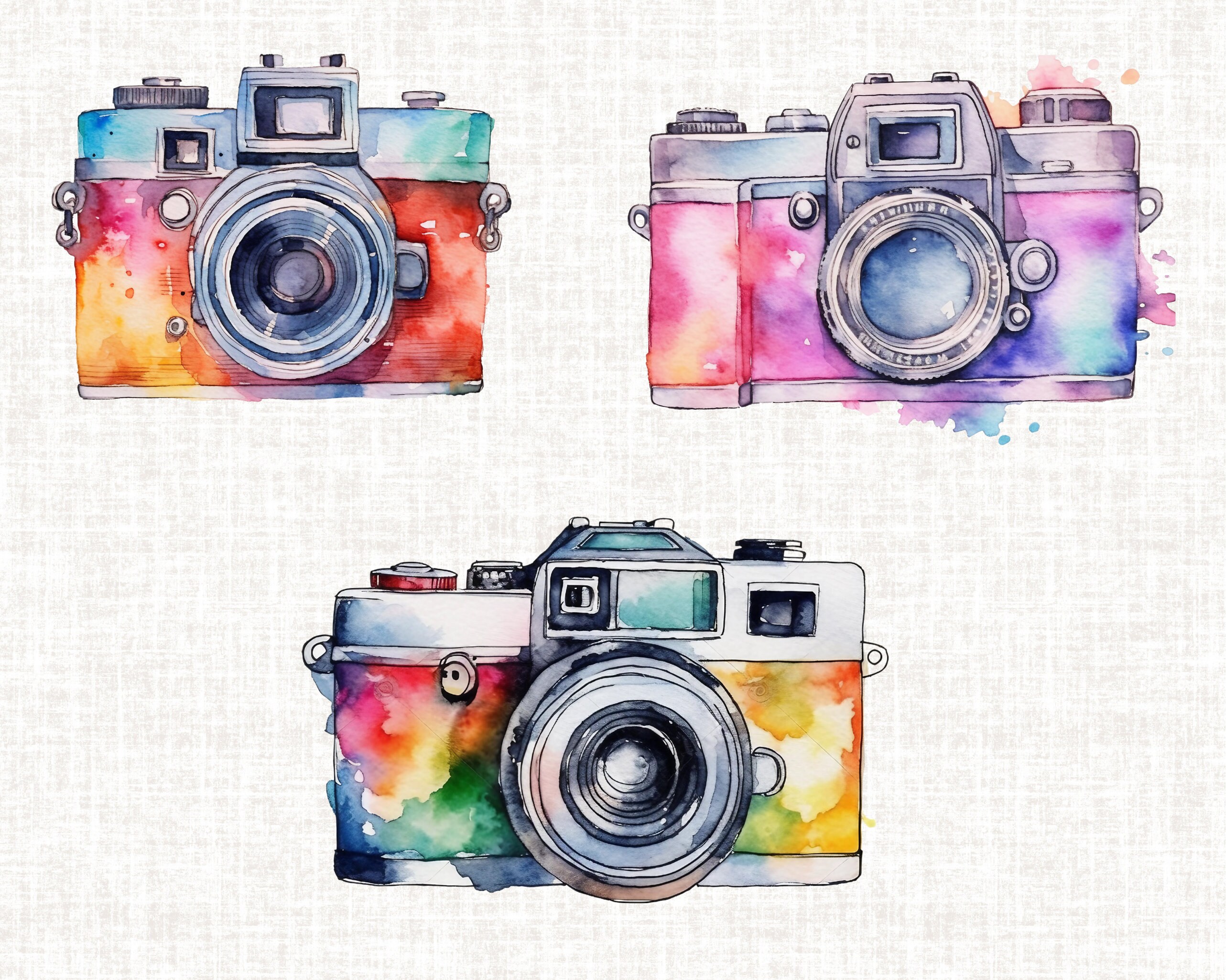 Retro Camera Clipart Bundle Vintage Camera PNG Watercolor - Etsy