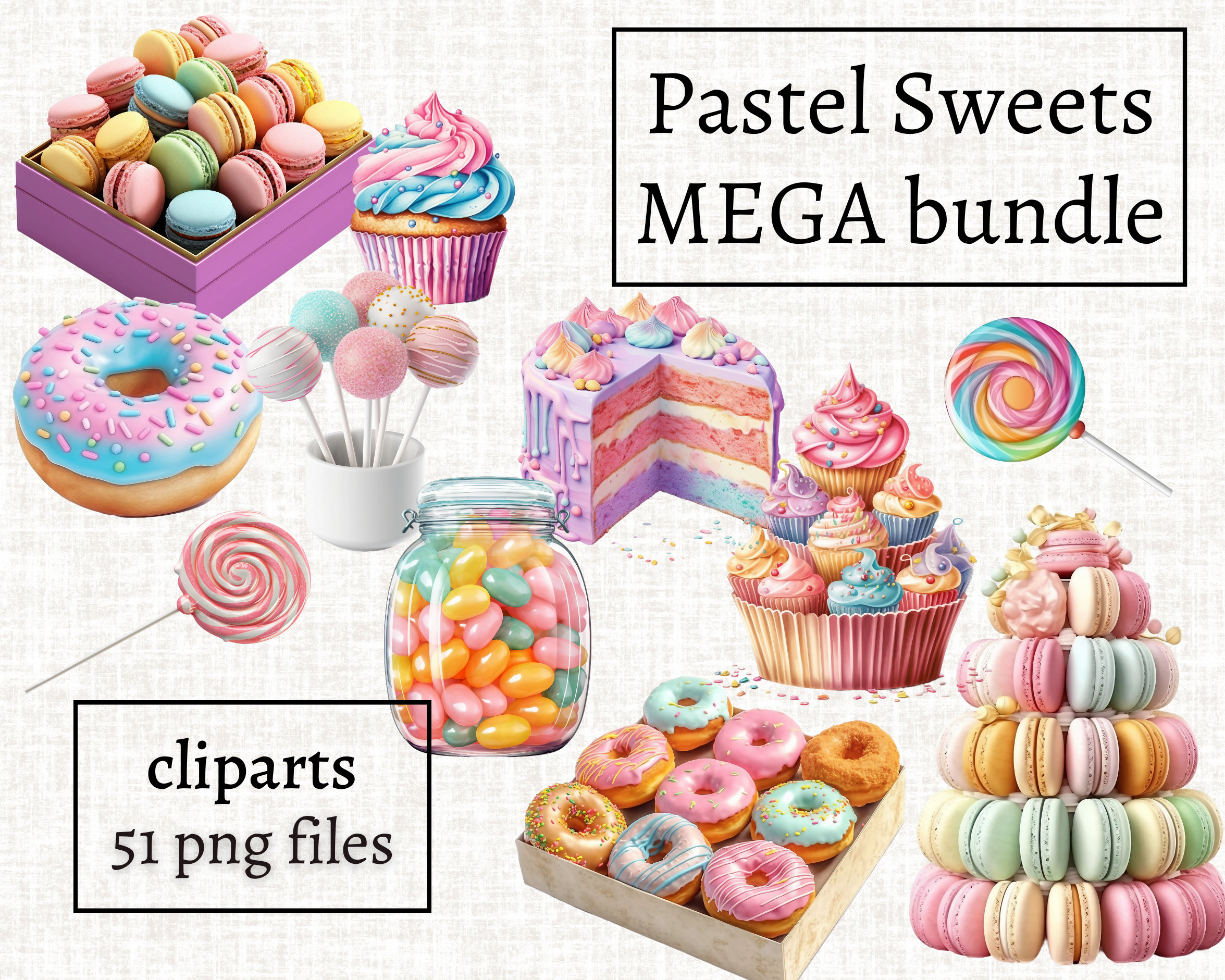 Pastel Sweets Clipart MEGA Bundle Pastel Birthday Clipart - Etsy