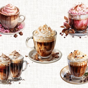 Hot Chocolate Clipart Bundle, Watercolor Hot Cocoa PNG, Christmas ...