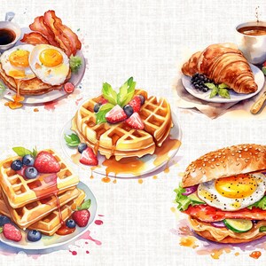 Watercolor Breakfast Clipart, Breakfast Food Clipart, Pancakes Clipart ...