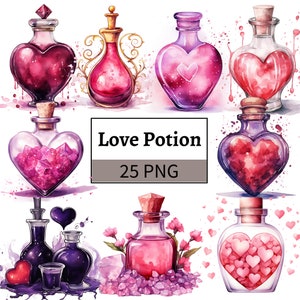 Love Potion Clipart Bundle Watercolor Valentines Day Clipart Valentine ...
