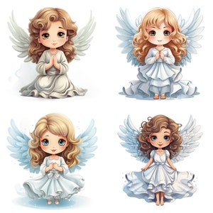 Cute Angel Clipart, Christmas Angel Clipart, Angel PNG Bundle, Cute ...