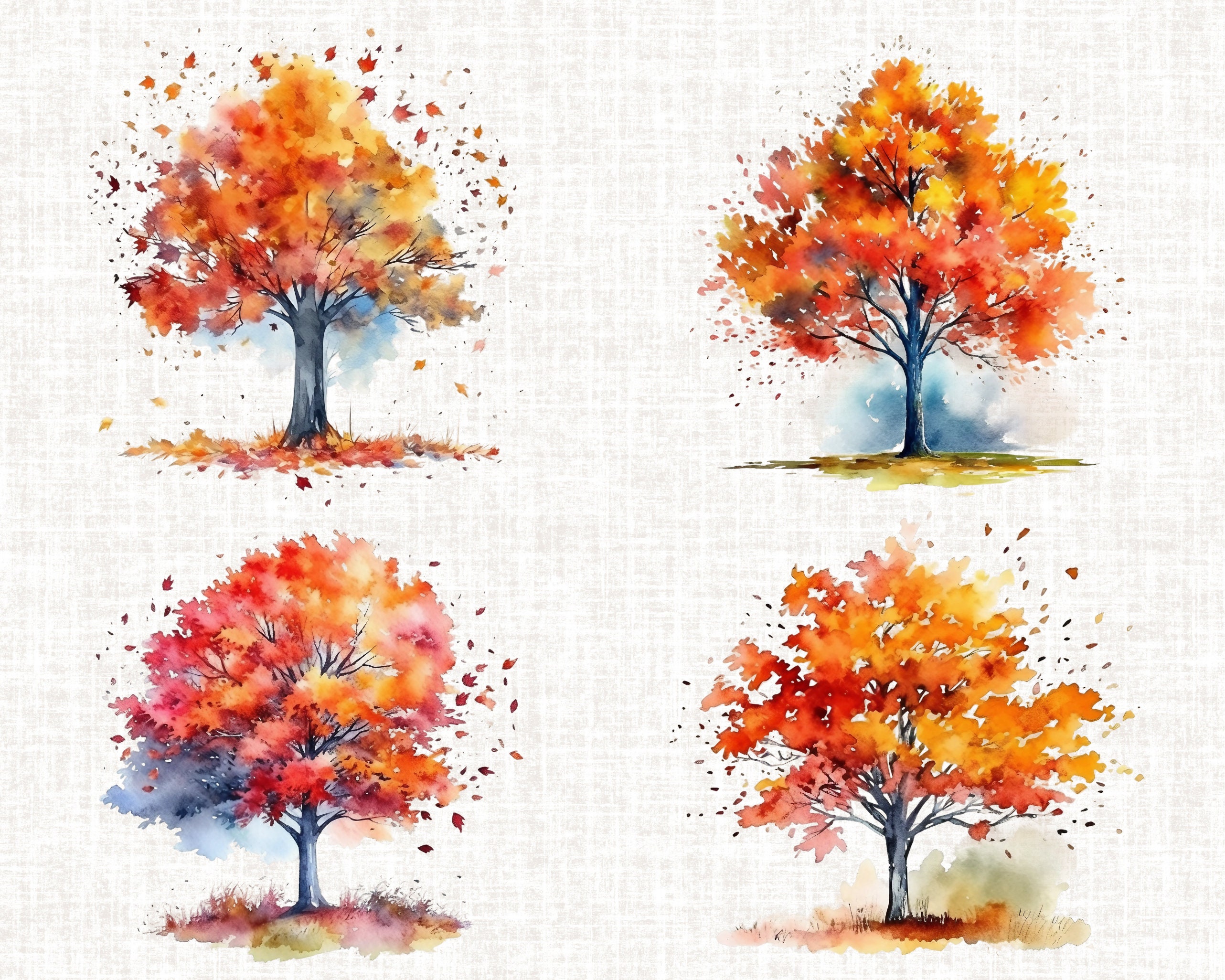 Autumn Tree Clipart Fall Trees Clipart Realistic Tree - Etsy