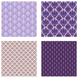 Purple Digital Paper Damask Seamless Patterns Violet Background for ...