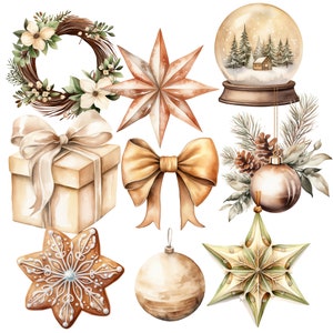 Natural Christmas Clipart Bundle, Neutral Color Christmas, Cozy ...