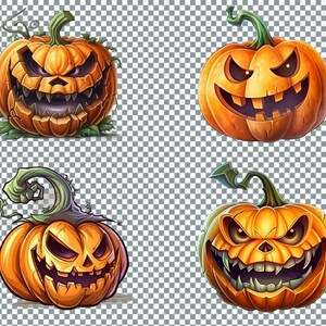 Halloween Pumpkin Clipart, Jack-o Lantern Clipart Bundle, Spooky ...