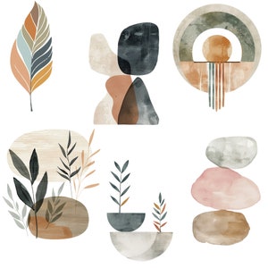 Boho Clipart Bundle Bohemian Elements Illustration PNG Abstract Boho ...