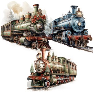 Watercolor Christmas Train Clipart Bundle, Cozy Christmas PNG, Winter ...