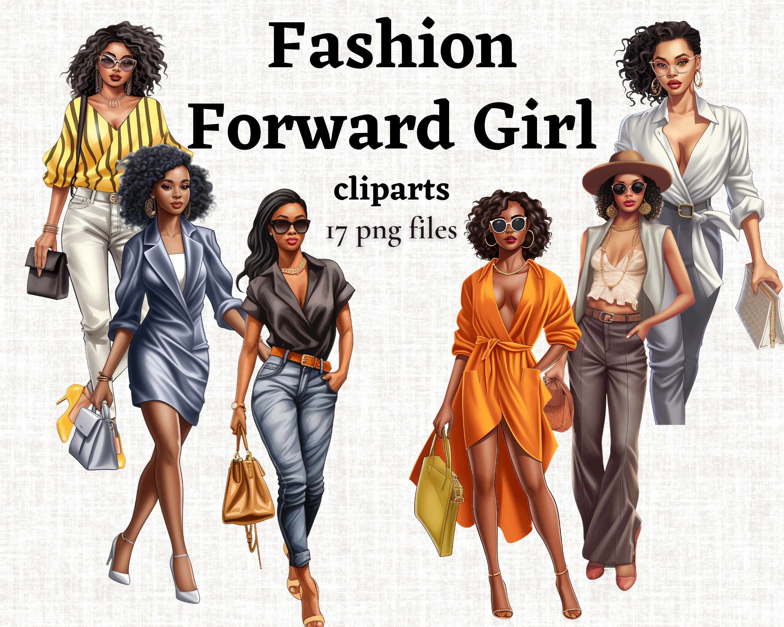 Fashion Forward Girl Clipart African American Woman PNG - Etsy