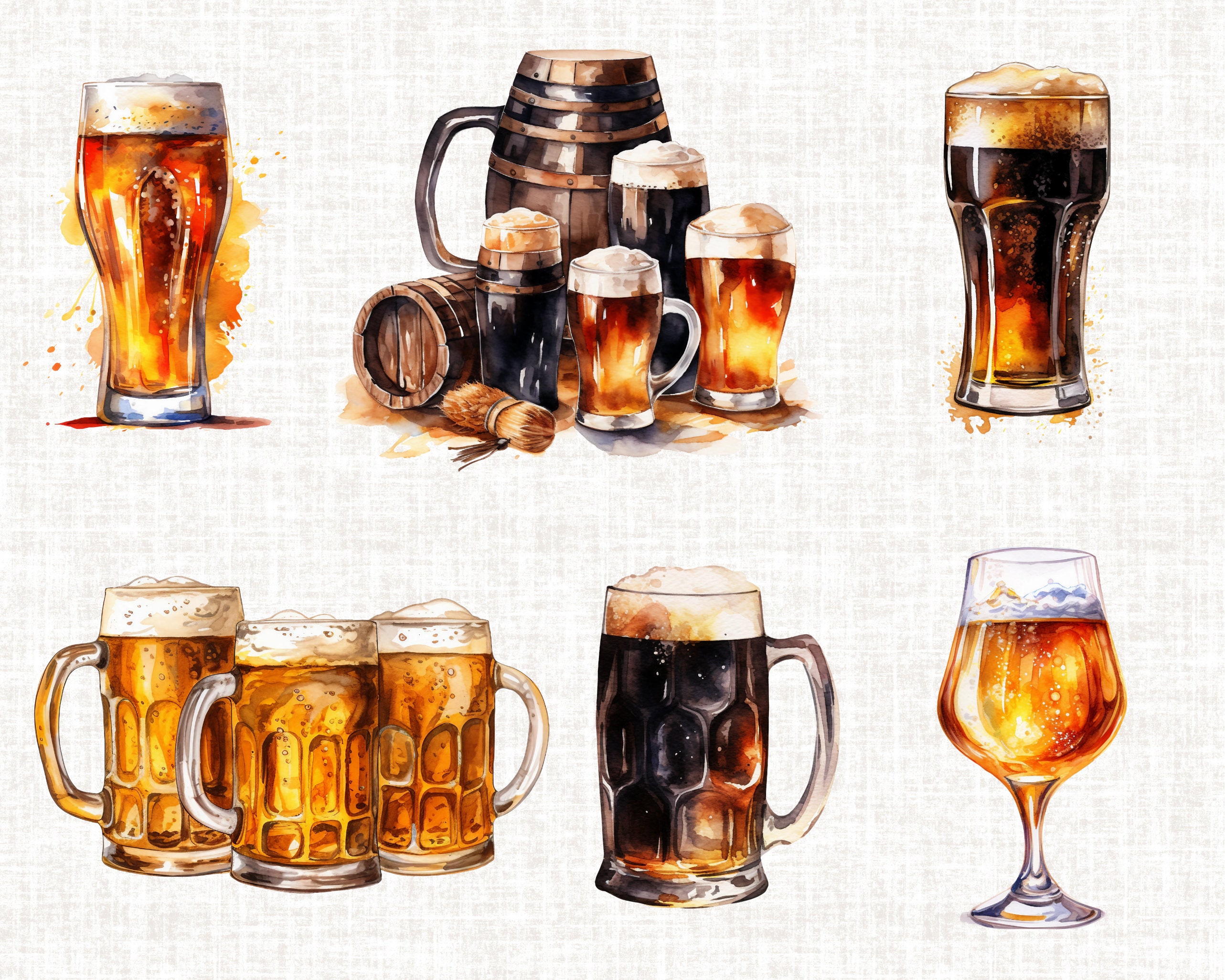 Watercolor Beer Clipart Cold Beer PNG Brewery Images Pint - Etsy