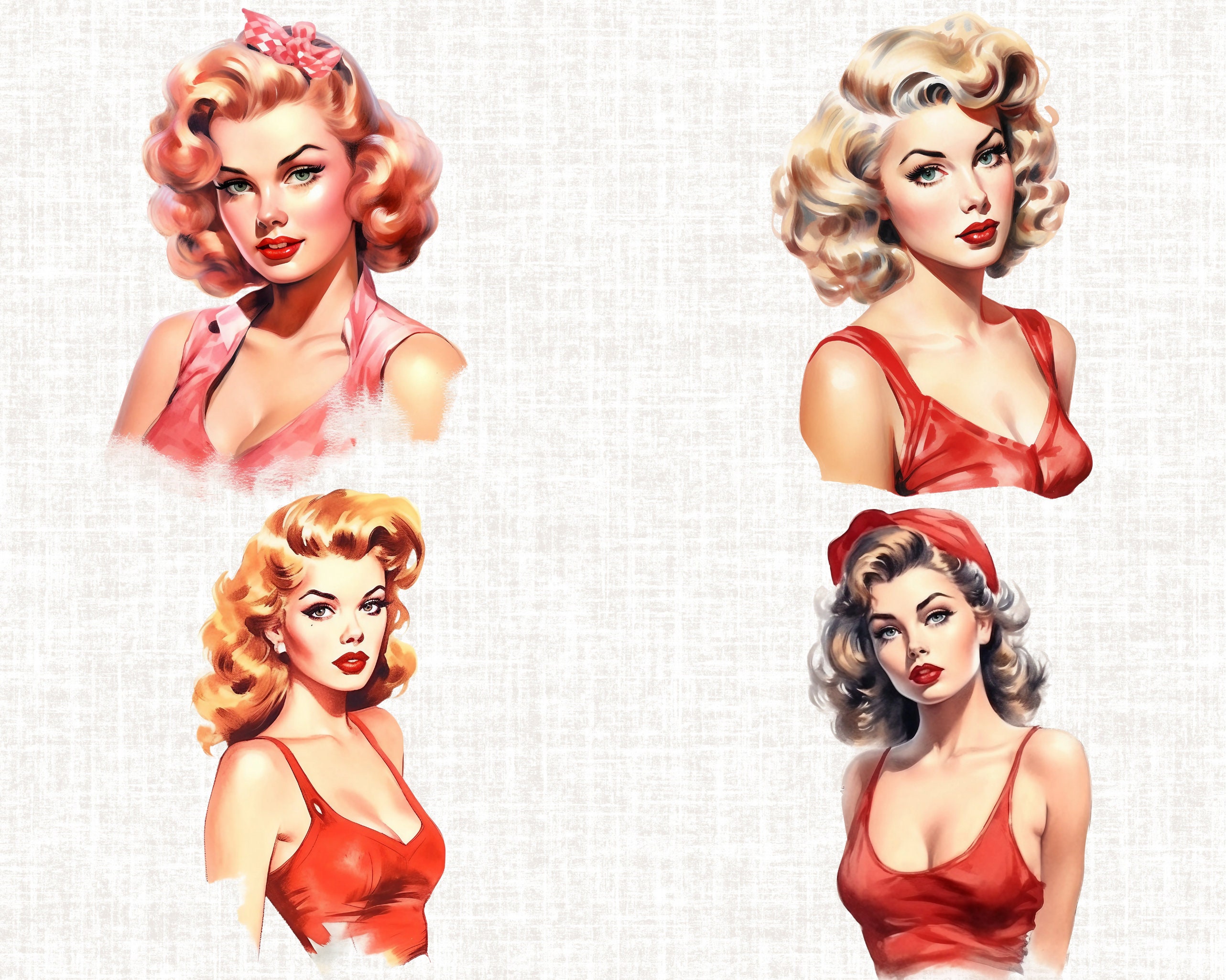 Pin Up Girls Clipart Retro Pin Up Girl Png Retro Clipart Etsy