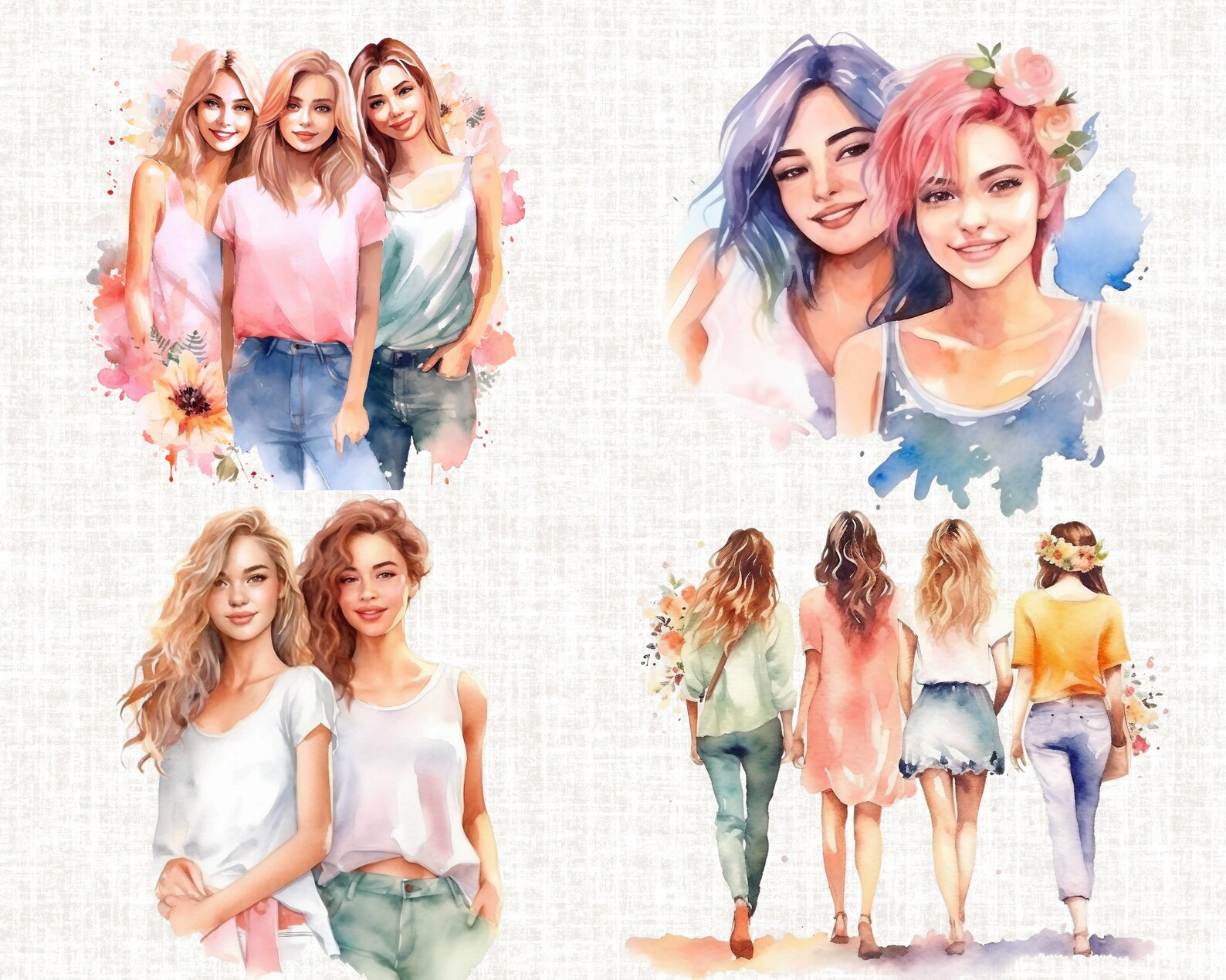 Best Friend Clipart Female Friends Clipart BFF Clipart Soul - Etsy