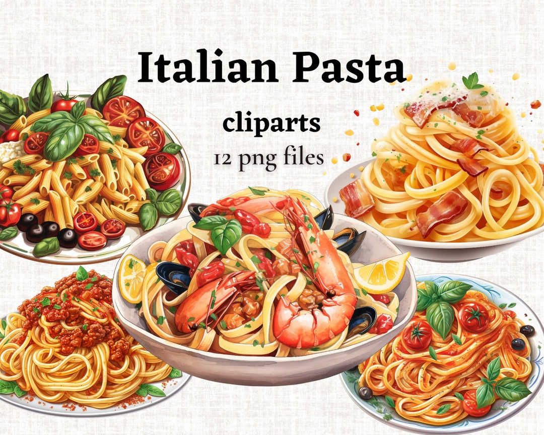 Italian Pasta Clipart, Watercolor Italian Food Png, Pasta Art ...