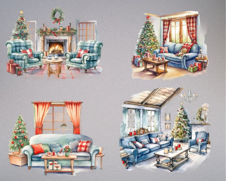Cozy Christmas Clipart Cozy Christmas Room PNG Christmas - Etsy