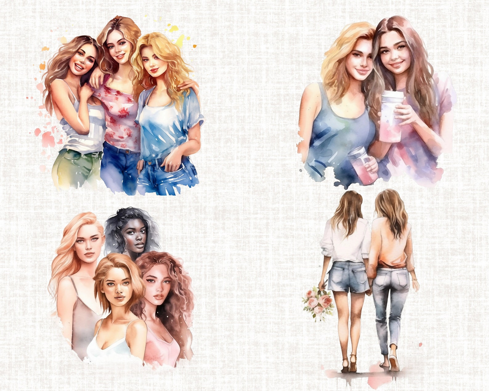 Best Friend Clipart Female Friends Clipart BFF Clipart Soul - Etsy