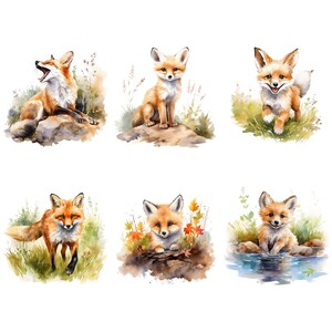 Watercolor Foxes Clipart Bundle Woodland Animals Graphics Forest Animal ...