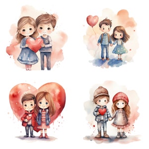 Valentine Kids Clipart Bundle Cute Children Love Graphics Be My ...
