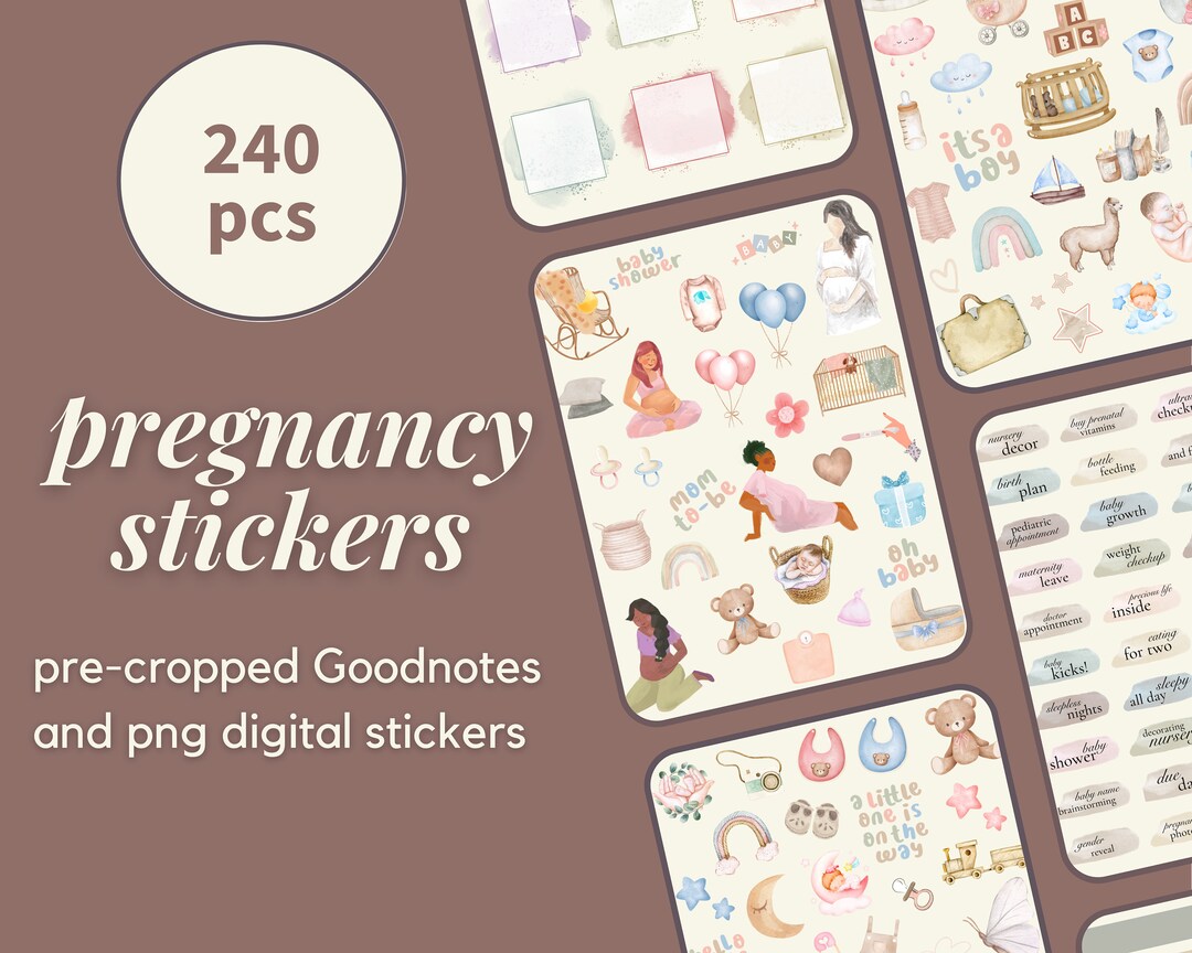 Pregnancy Stickers, Goodnotes Stickers, Digital Pregnancy Stickers, Pre ...