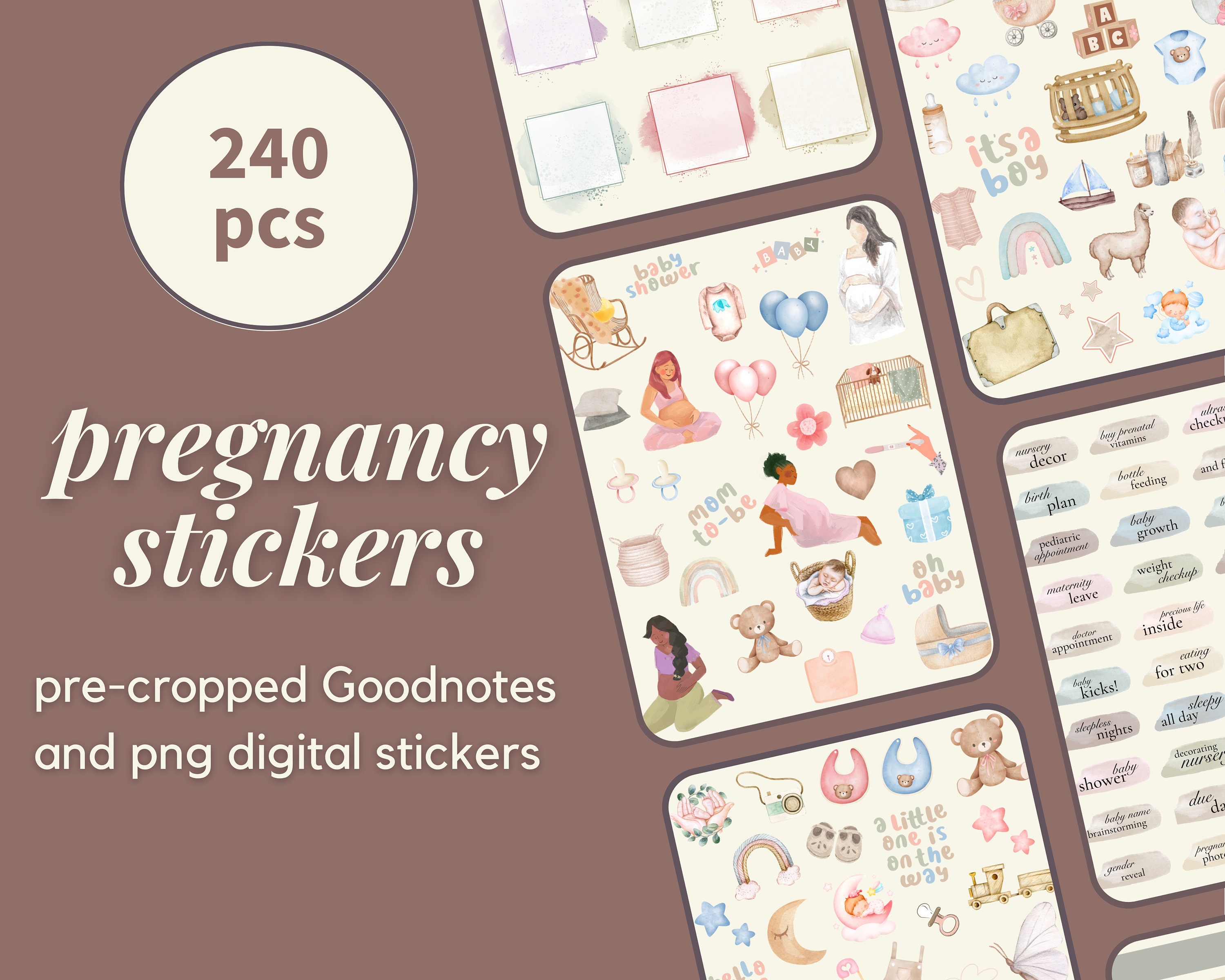 Pregnancy Stickers Goodnotes Stickers Digital Pregnancy - Etsy
