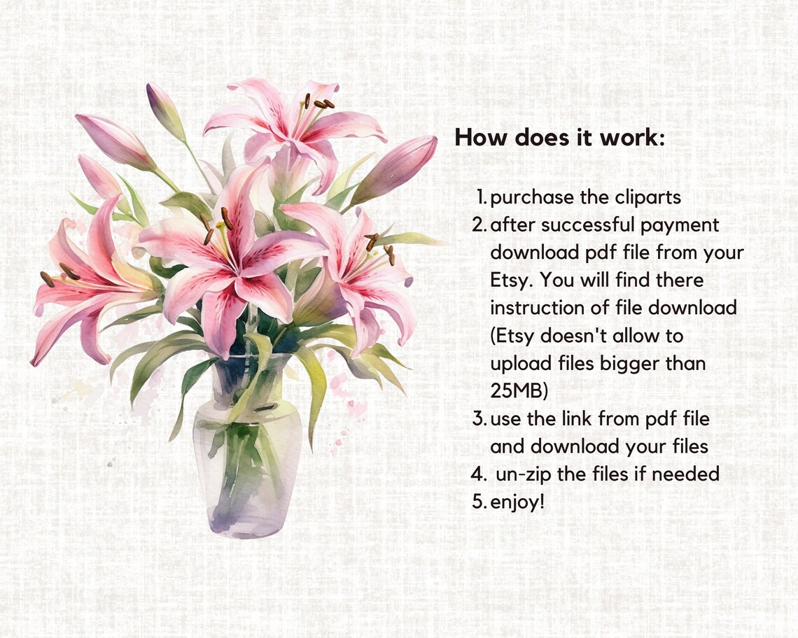 Pink Lily Clipart Watercolor Tiger Lily Clipart Bundle Pink - Etsy