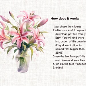 Pink Lily Clipart, Watercolor Tiger Lily Clipart Bundle, Pink Lilies ...