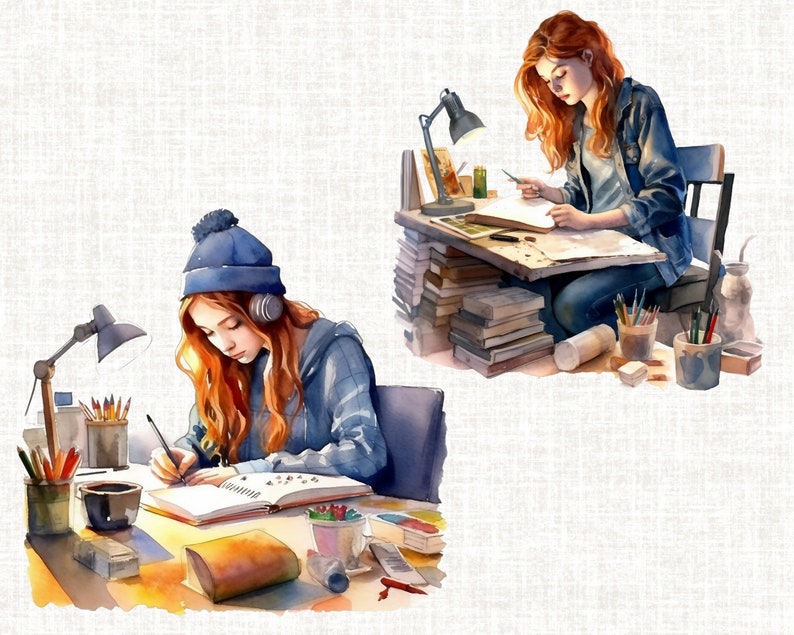 Study Time Clipart Studying Girl PNG Teenage Girl Clipart - Etsy UK