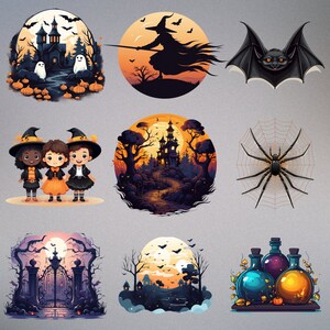 Cute Halloween Clipart Bundle, Haunted House Skeleton Mummy Witch ...