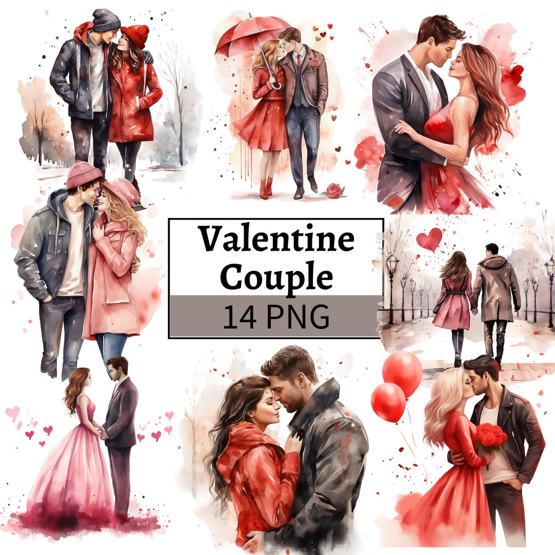 Valentine Couple Clipart Bundle Girlfriend Boyfriend Love Graphics Be ...