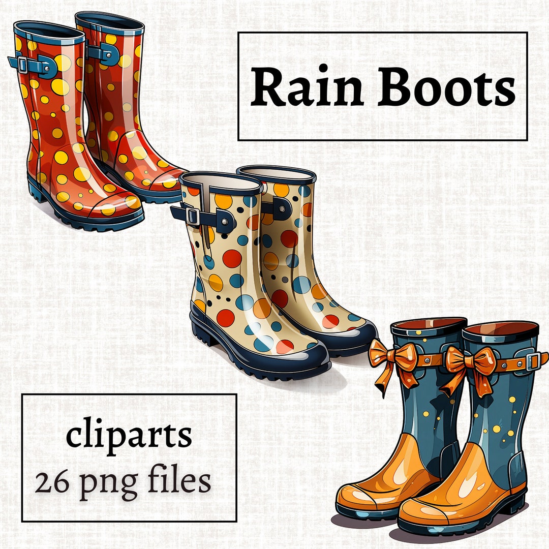 Rain Boots Clipart Bundle, Wellington Boots, Welly Clipart, Garden ...