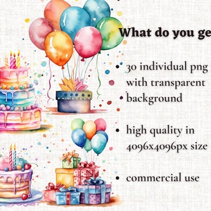 Birthday Clipart, Birthday Party Png, Balloons Clipart, Birthday Cake ...