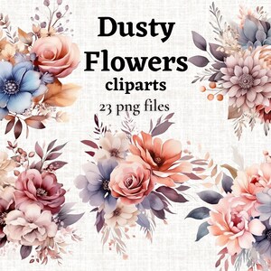 Pastel Flowers PNG, Watercolor Floral Clipart, Delicate Bouquets ...