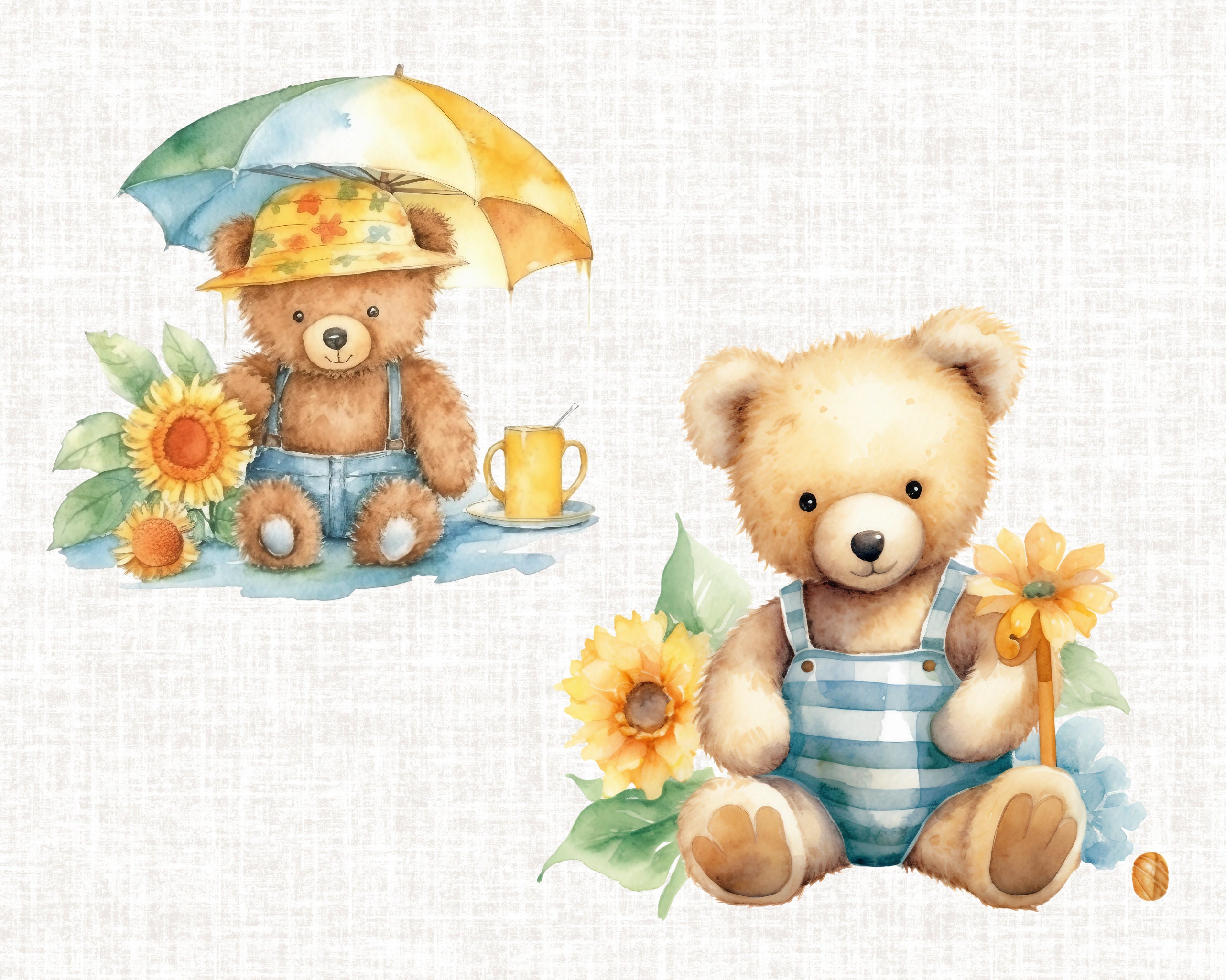 Watercolor Teddy Bear Clipart Cute Teddy Bear Illustrations - Etsy