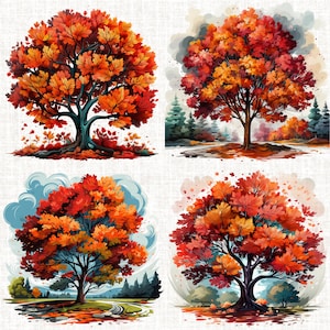 Autumn Tree Clipart, Fall Tree Graphics, Fall Leaves Illustration ...